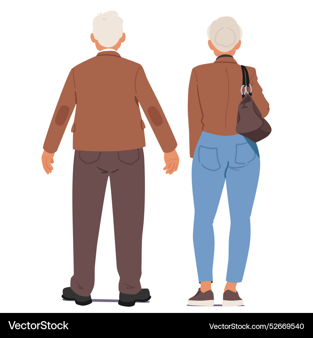 Elderly couple standing back view position senior Vector Image