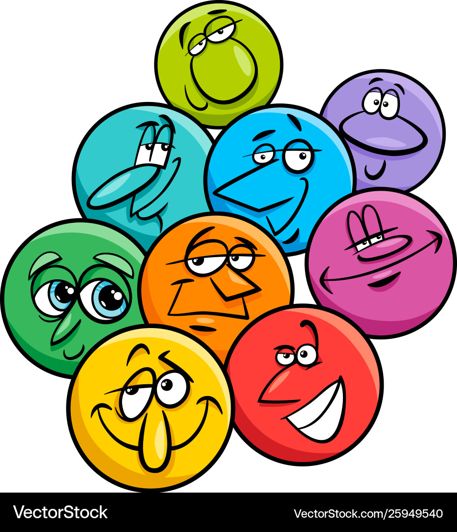 Emotions characters cartoon group Royalty Free Vector Image