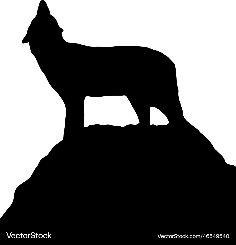Howling wolf on cliff silhouette Royalty Free Vector Image