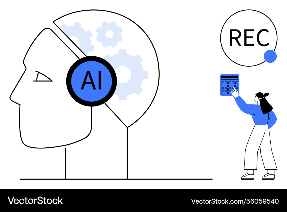 Human brain with ai interface and person recording
