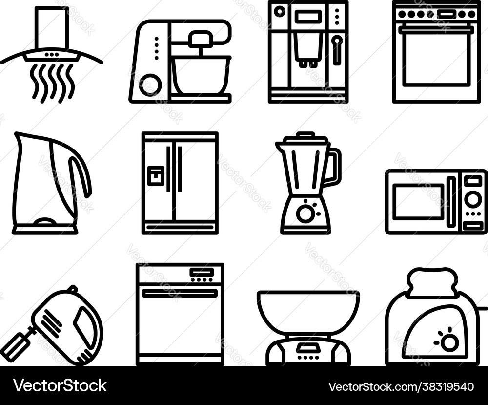 Kitchen icon set Royalty Free Vector Image - VectorStock