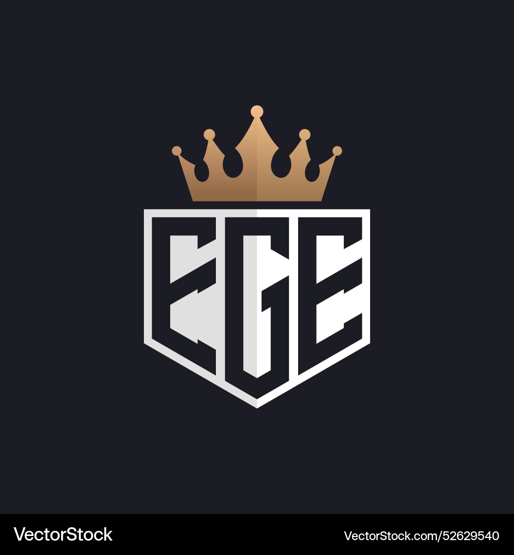 Luxury ege logo with crown elegant initials Vector Image