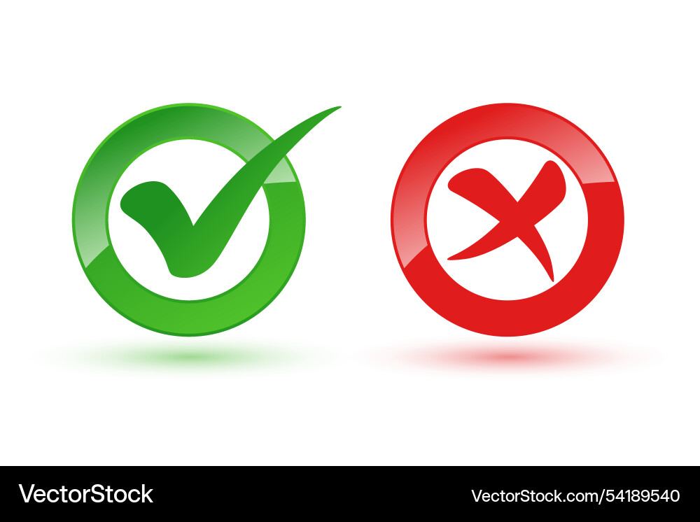 Right and wrong check mark cross symbol design Vector Image