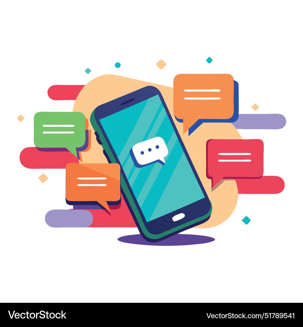 Awesome smartphone chatting sms app template Vector Image