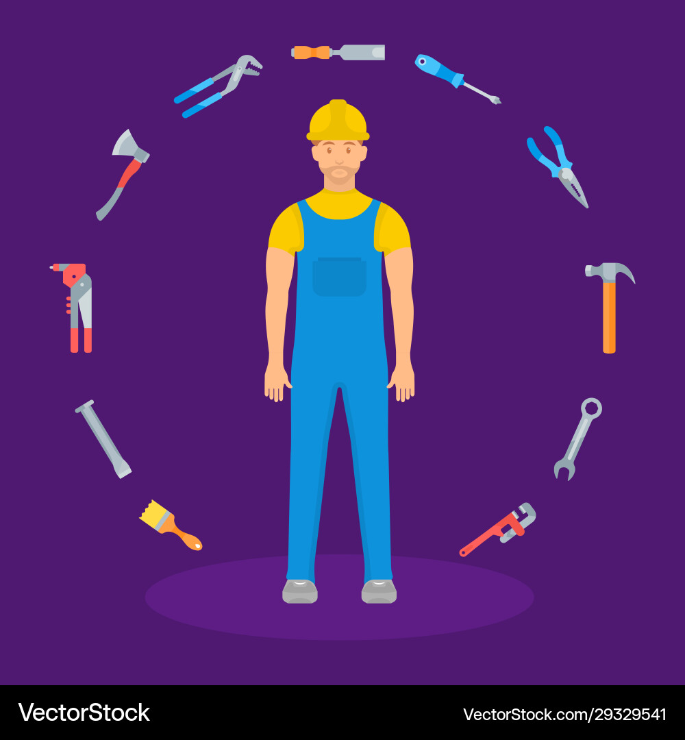 Builder and tools Royalty Free Vector Image - VectorStock