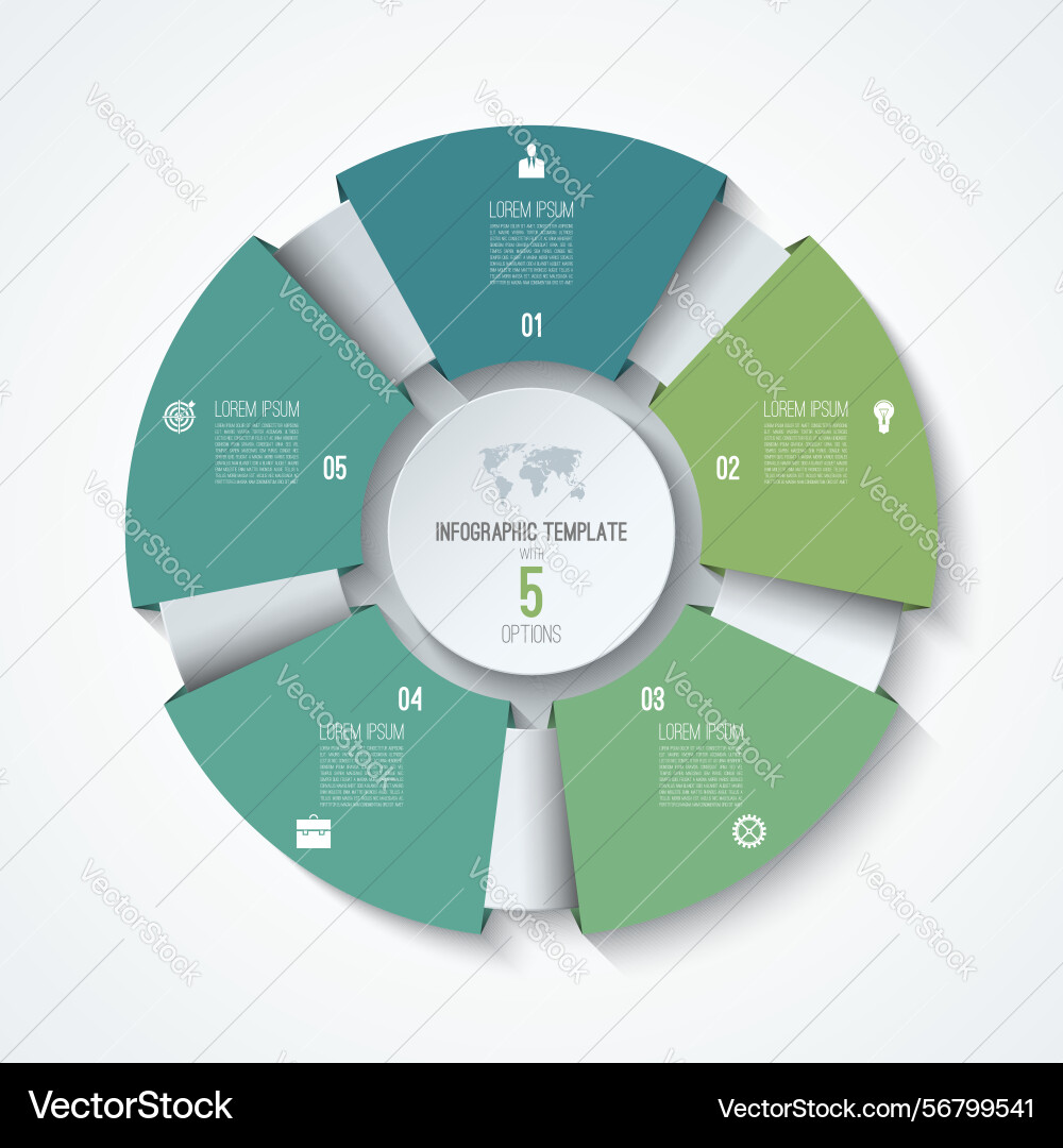 Circle Infographic Template - 5 Steps Royalty Free Vector