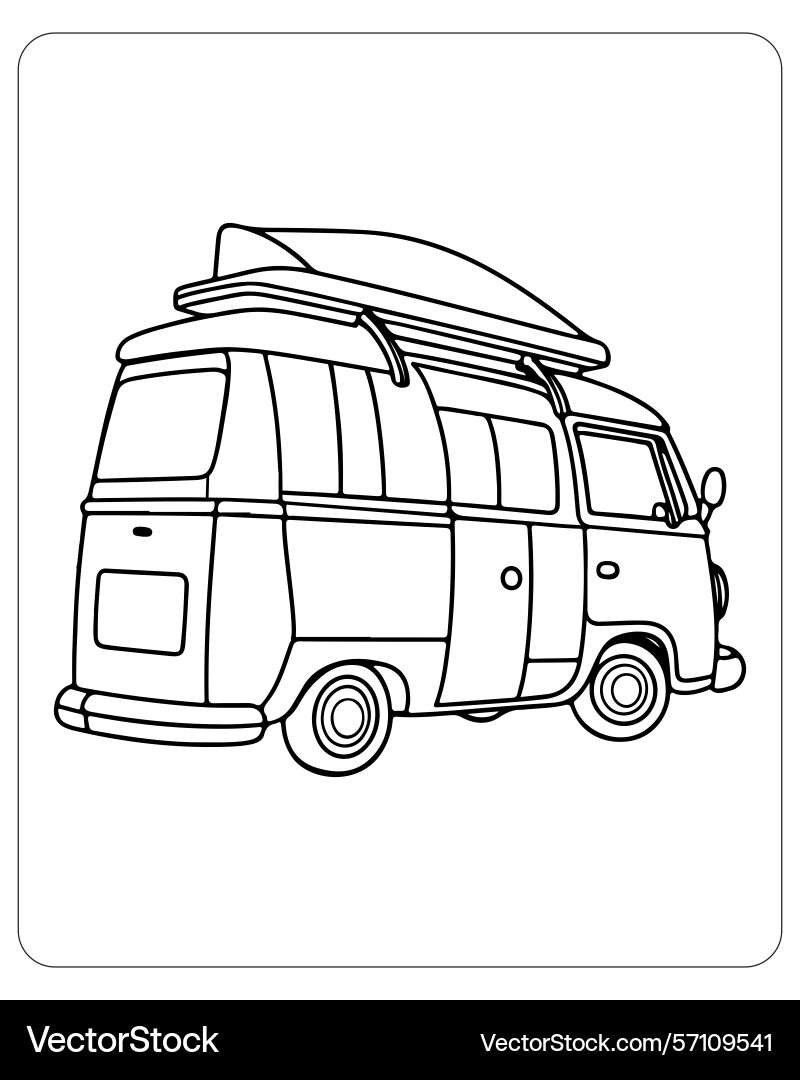 Classic vw camper van line drawing perfect for Vector Image