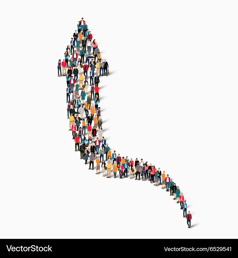 Crowd people shape arrow direction Royalty Free Vector Image