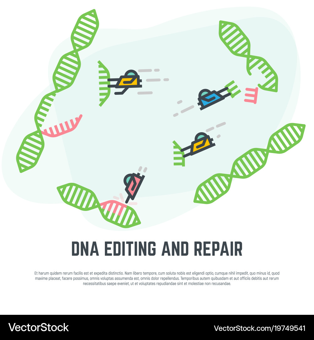 Dna editing nano bots Royalty Free Vector Image