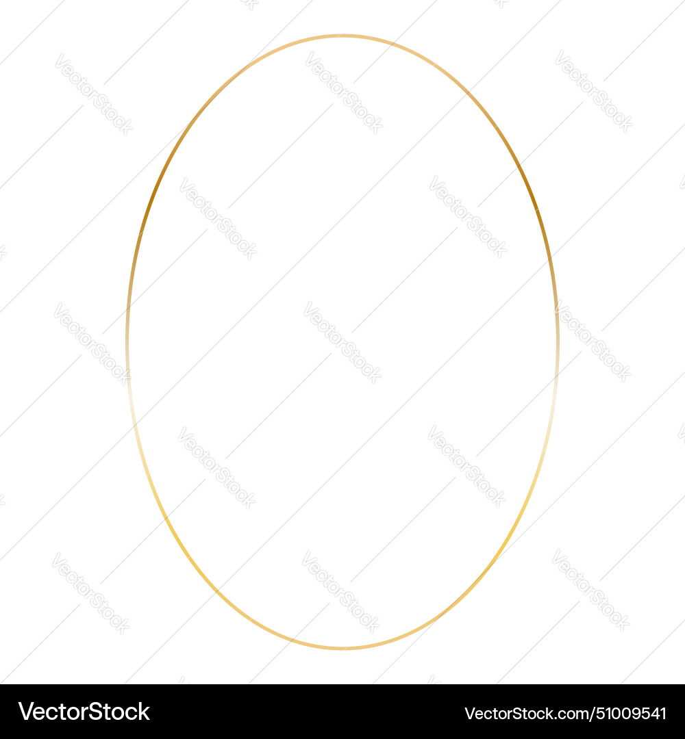 Gold ellipse frame outline thin oval Royalty Free Vector