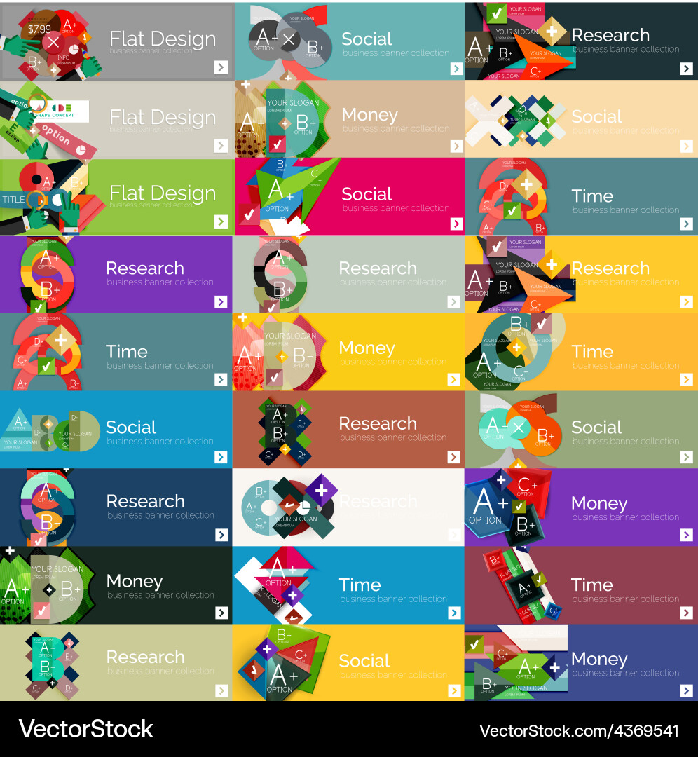 Headers flat design option infographic banners Vector Image