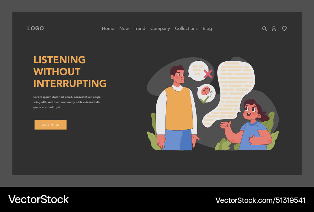 Listening without interrupting concept flat Vector Image