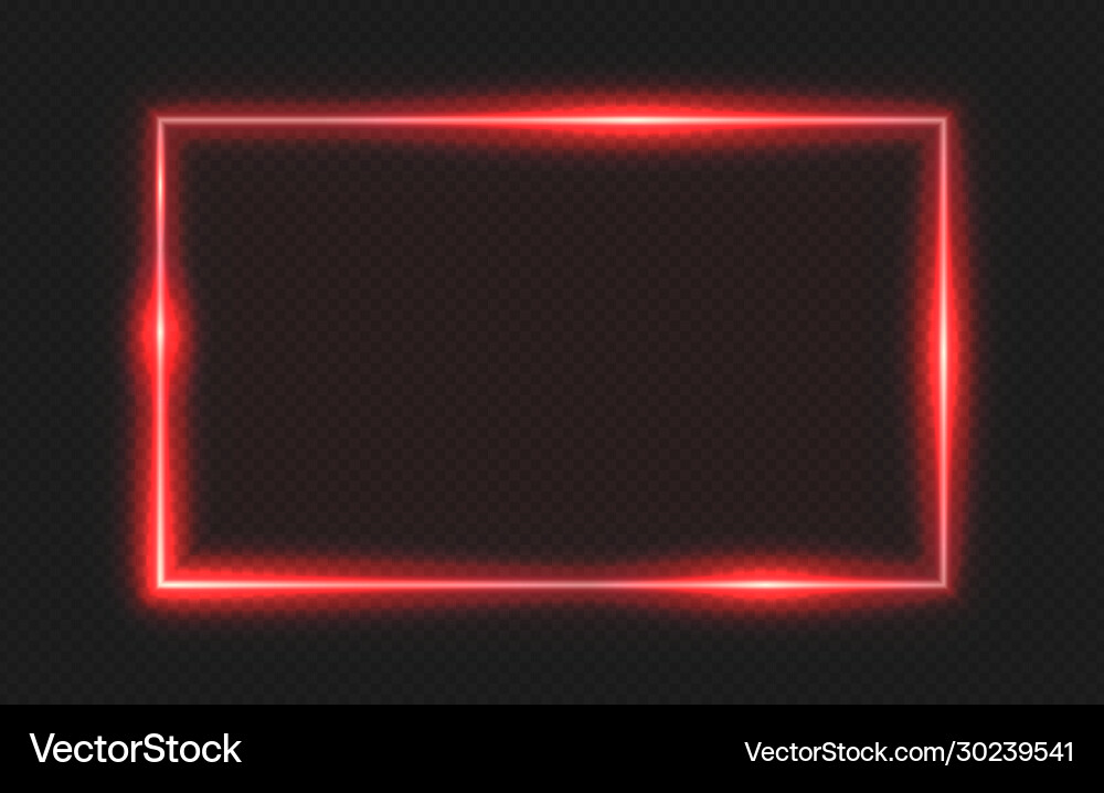 Red neon frame lighting banner on transparent Vector Image
