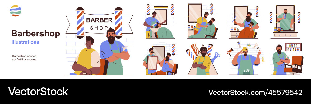 Barber Shop Character Scenes Royalty Free Vector Image