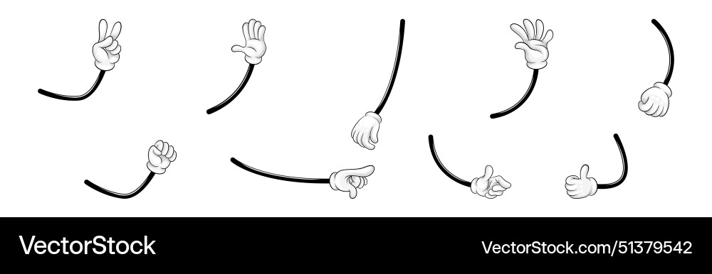 Cartoon hand and comic arm with five fingers Vector Image