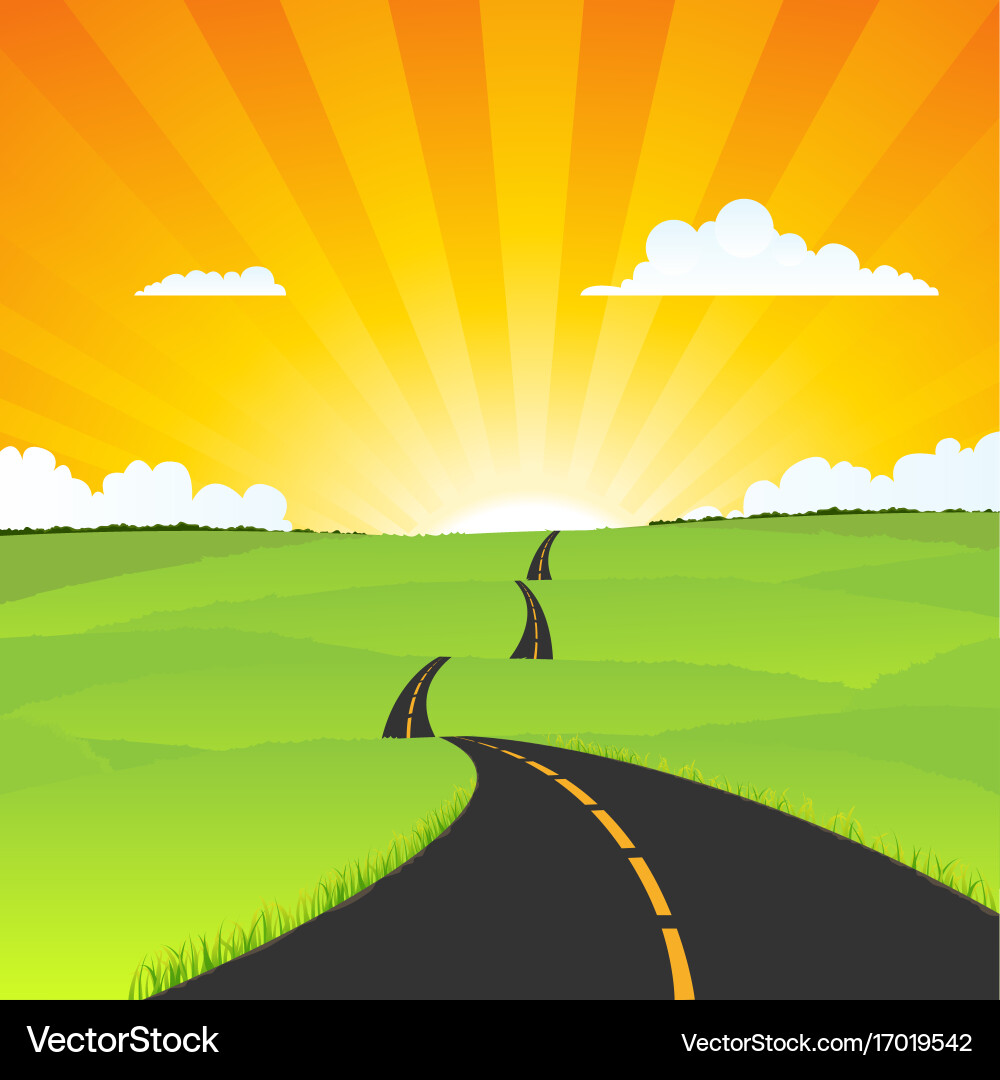 Country road landscape Royalty Free Vector Image