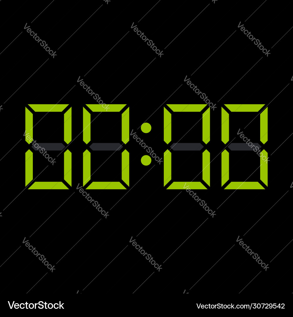 Digit electronic numbers zero watch display black Vector Image