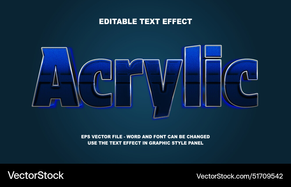 Editable text effect acrylic 3d template Vector Image