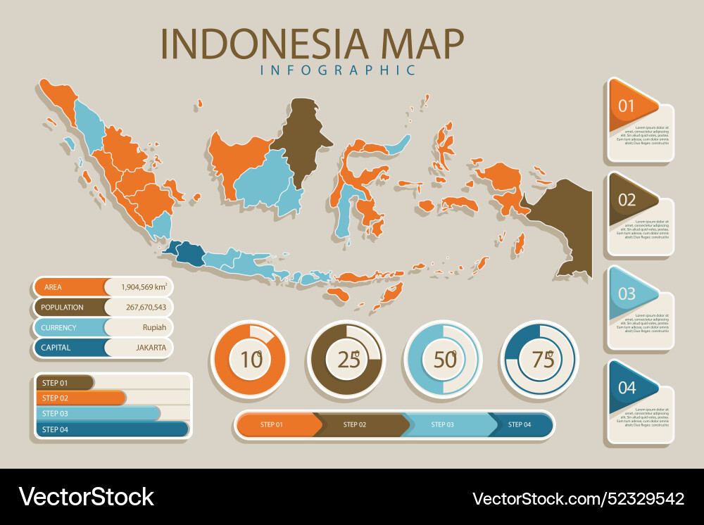 Indonesia map infographics Royalty Free Vector Image