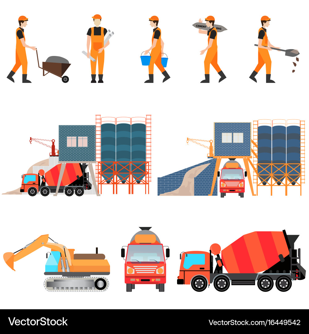 Industrial cement processing plant with man Vector Image