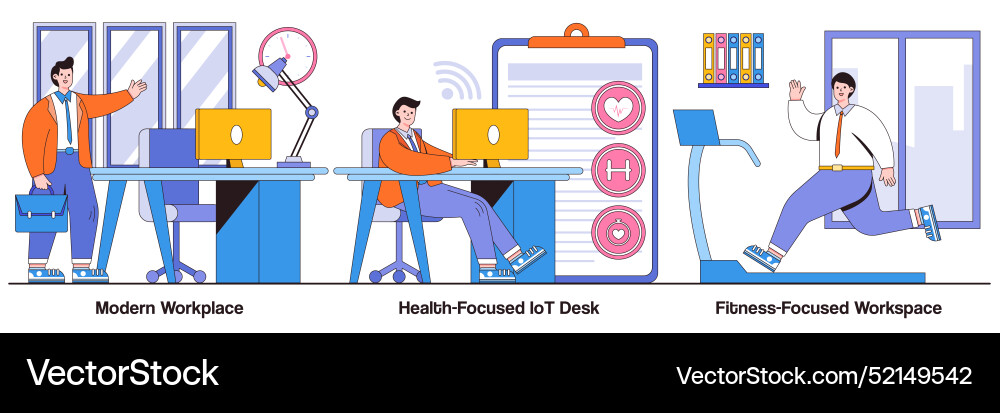 Modern workplace health-focused iot desks Vector Image