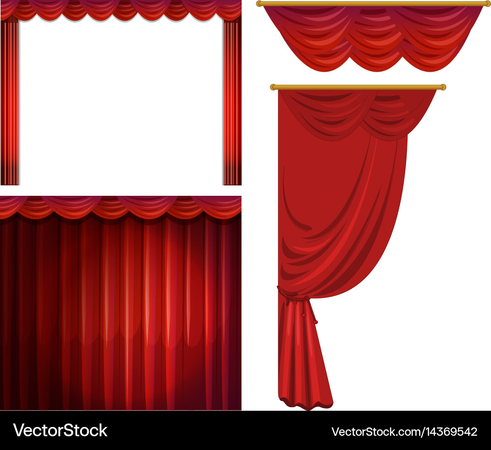Red curtains in different styles Royalty Free Vector Image