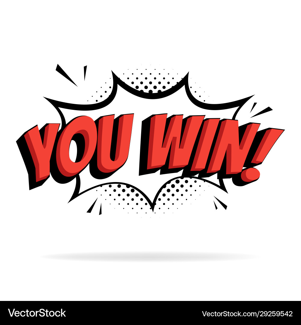 You win lettering pop art text banner on white Vector Image