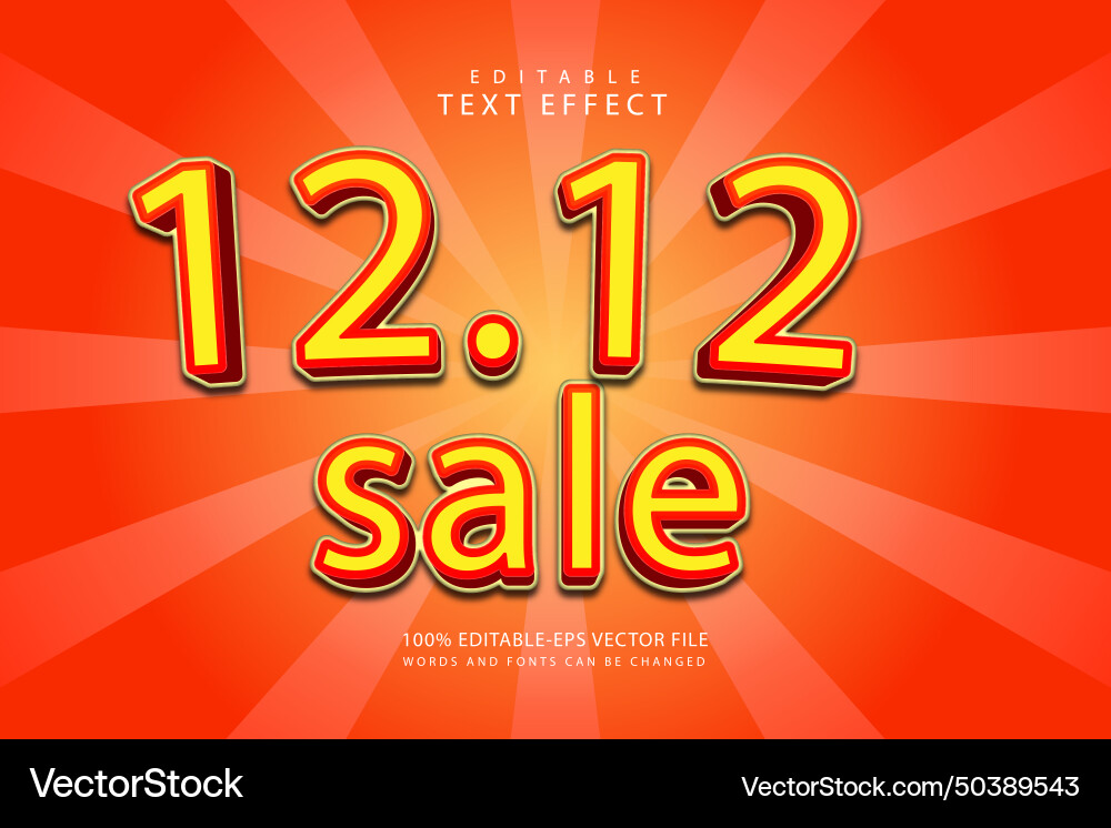 1212 sale editable text effect 3 dimension Vector Image