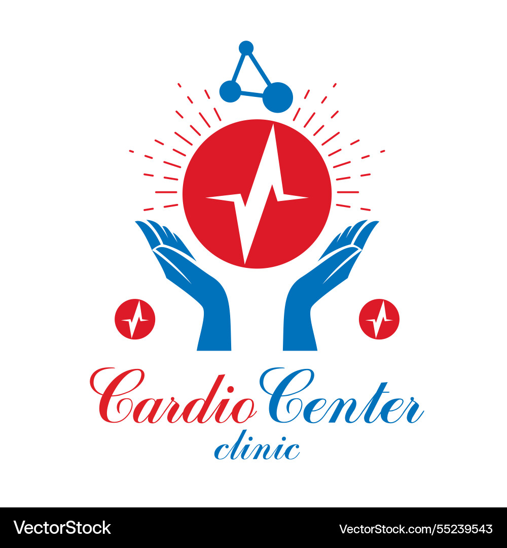 Cardiology conceptual logo created with red heart Vector Image