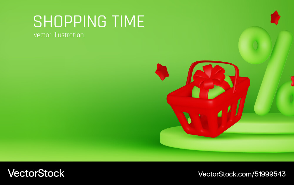 Great discount banner design with 3d gift box Vector Image