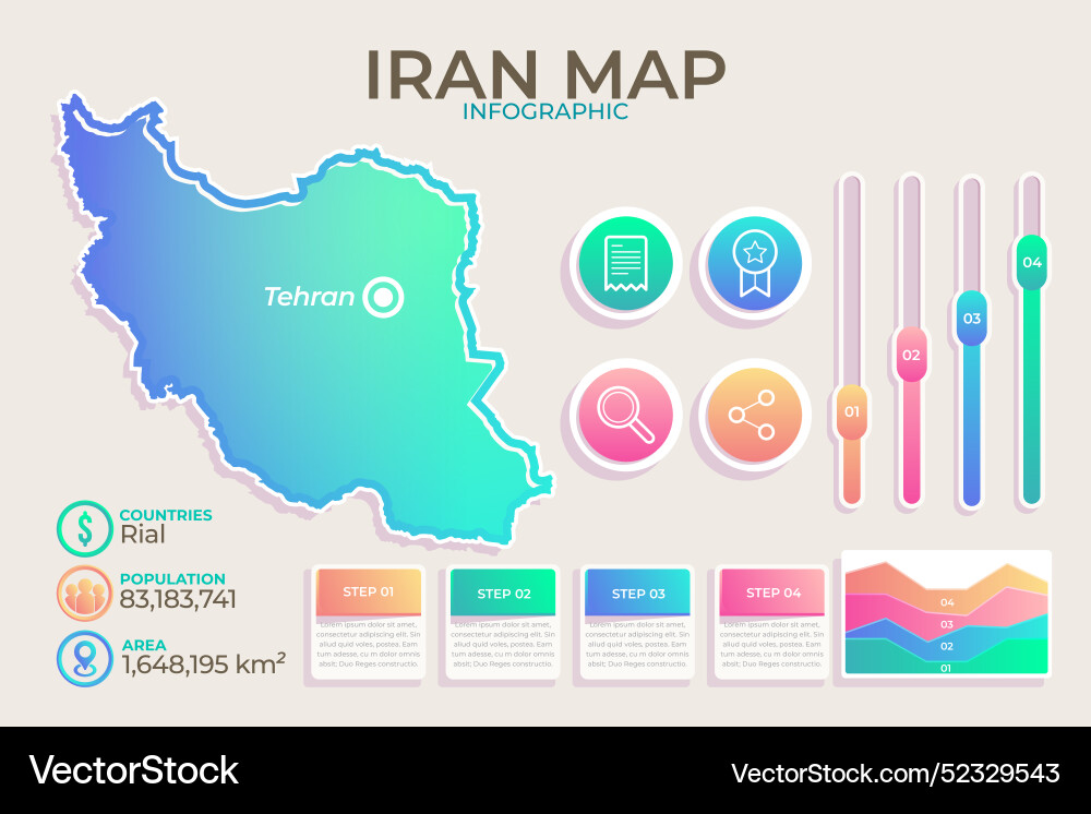 Iran map infographics Royalty Free Vector Image