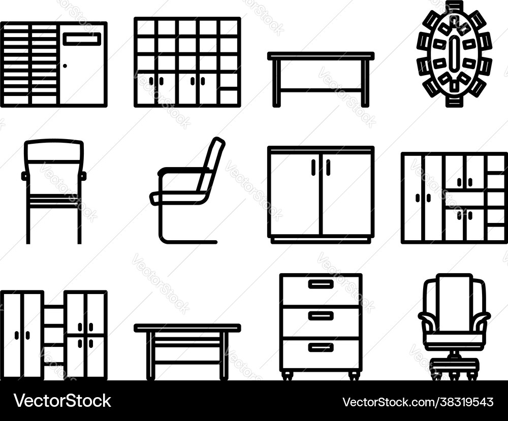 Office icon set Royalty Free Vector Image - VectorStock
