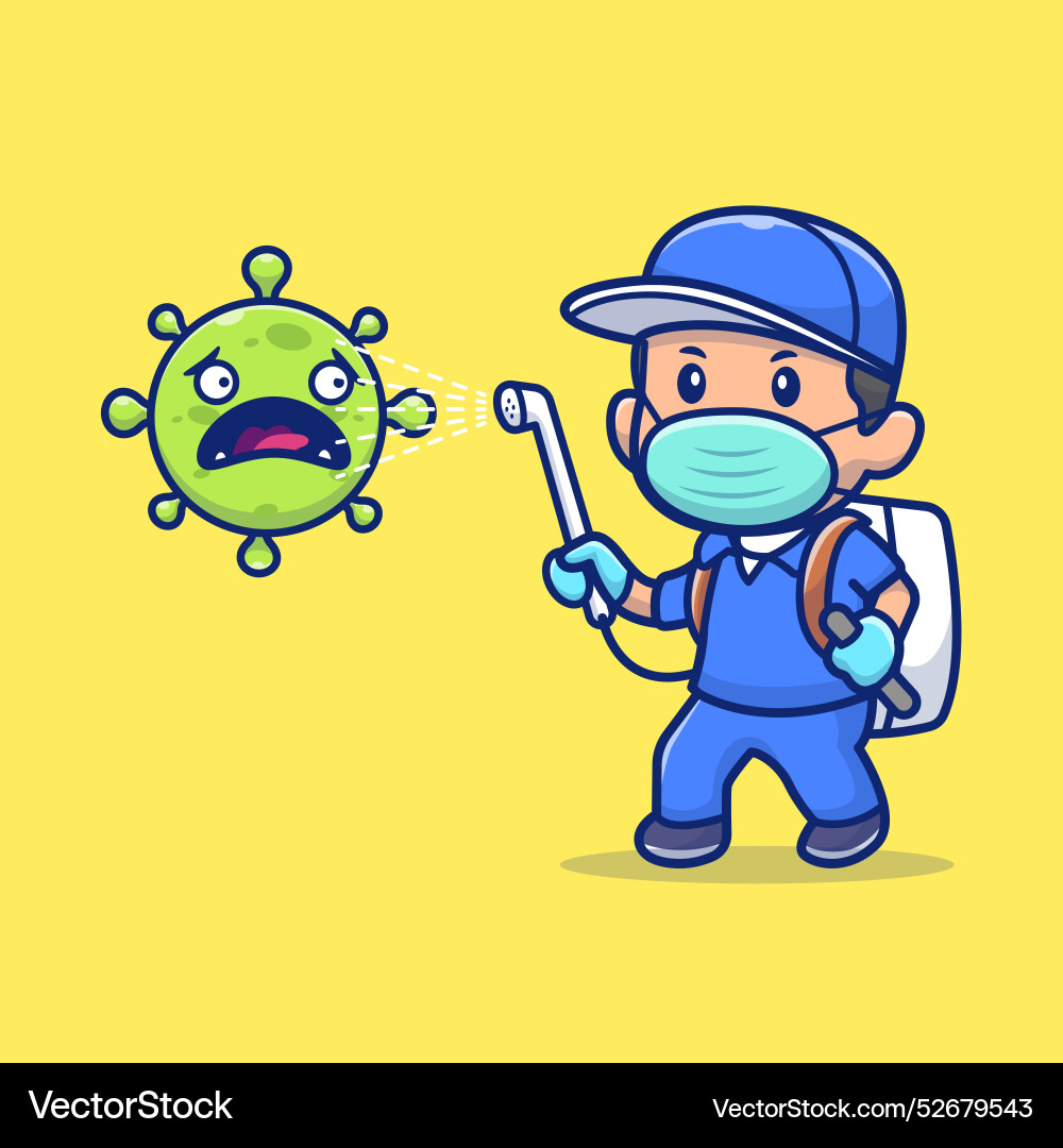 People spray virus cartoon Royalty Free Vector Image