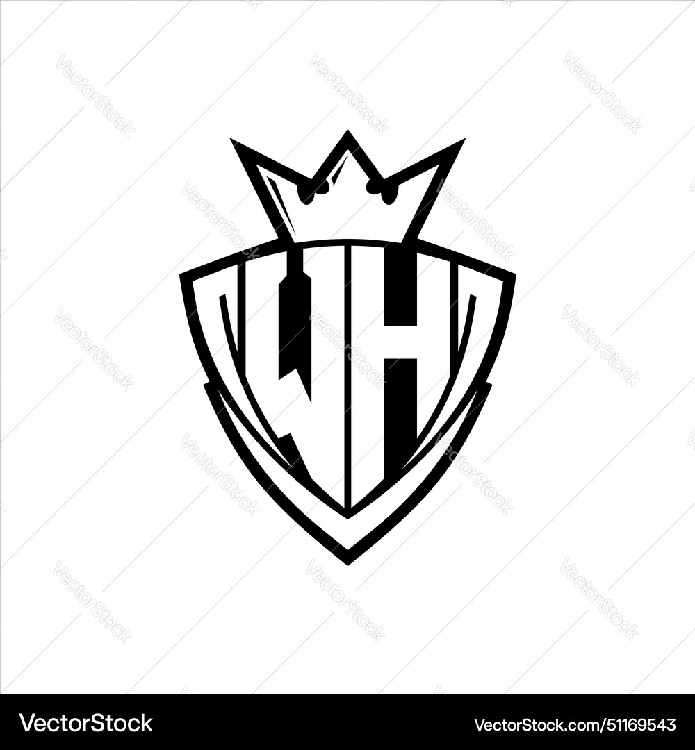 Wh letter logo with sharp triangle shield shape Vector Image