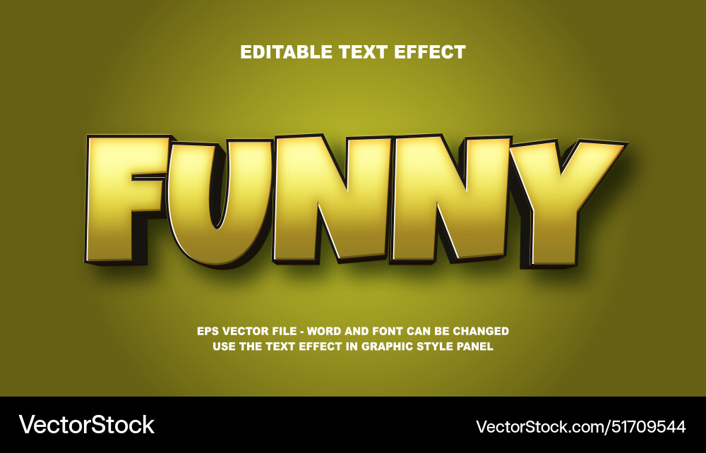 Editable text effect funny 3d template Royalty Free Vector