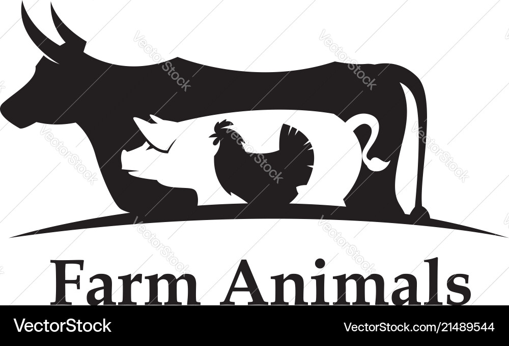 Farm animals label Royalty Free Vector Image - VectorStock