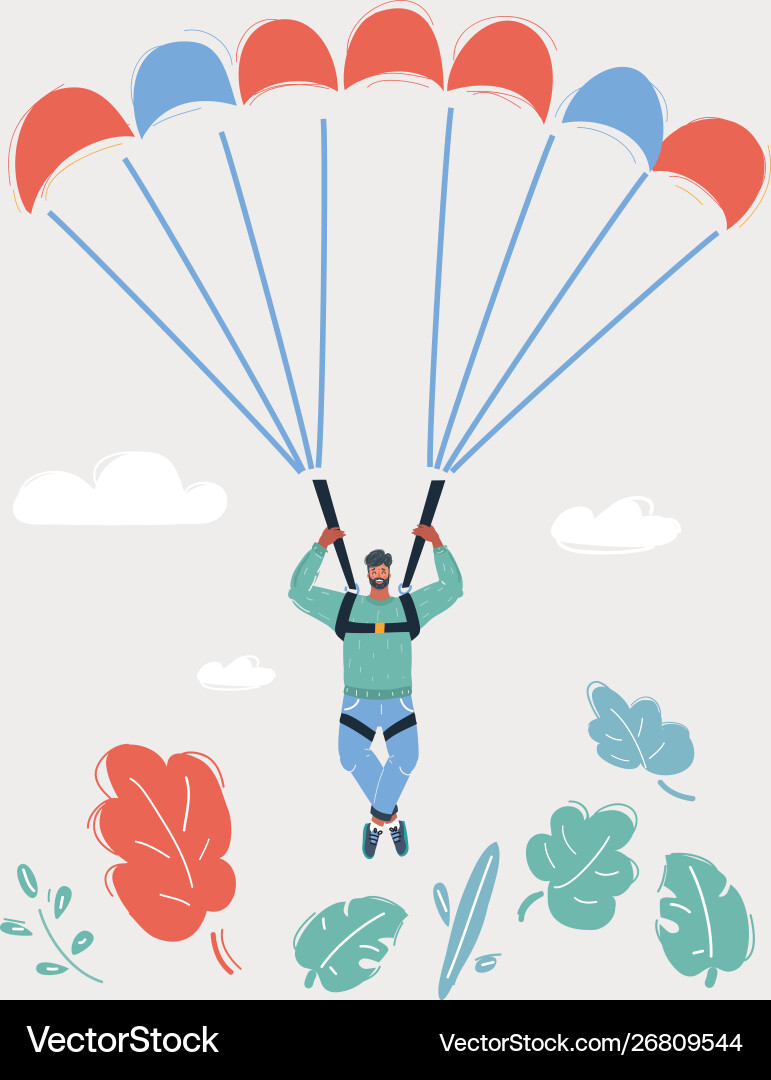 Man on parachute Royalty Free Vector Image - VectorStock