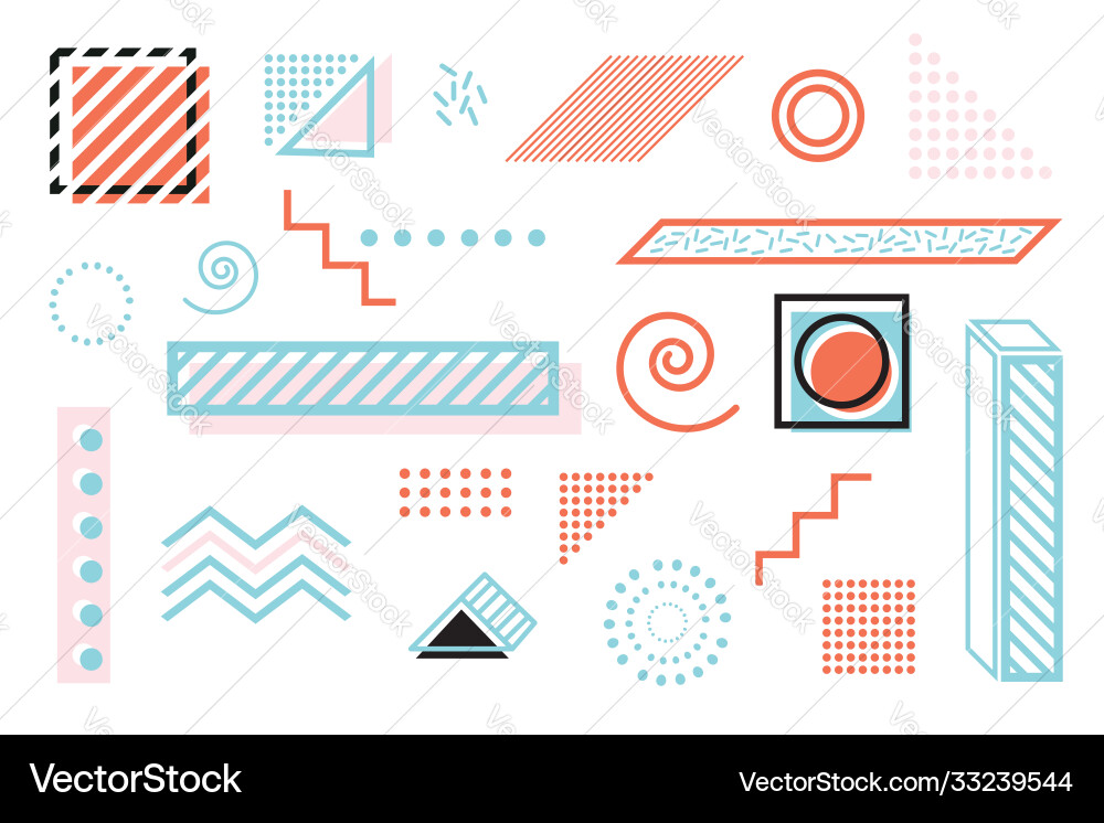 Memphis design geometric elements set retro Vector Image