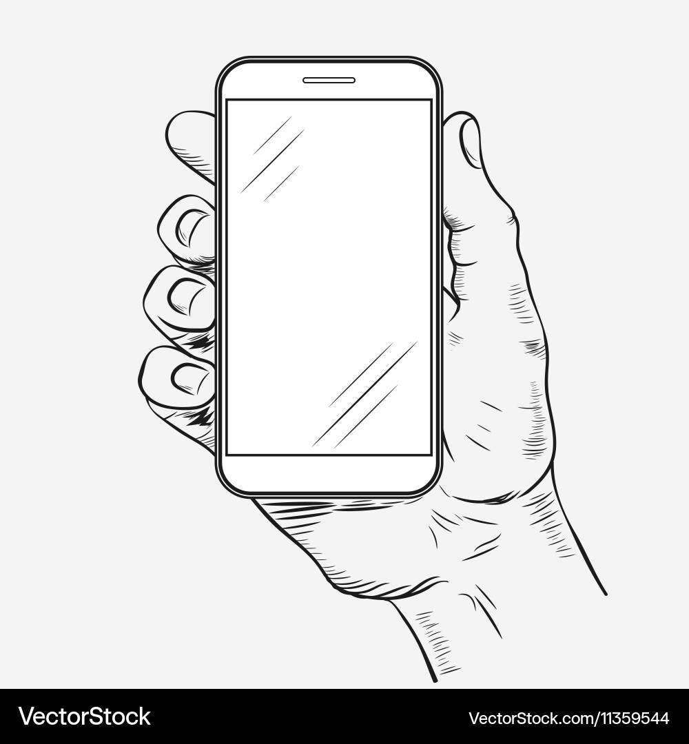 Mobile phone in hand Royalty Free Vector Image