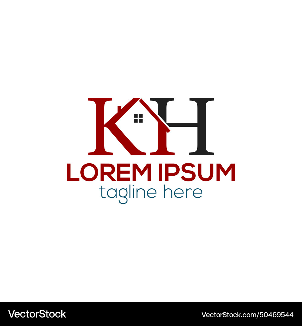 Modern kh hk letter real estate logo design Vector Image