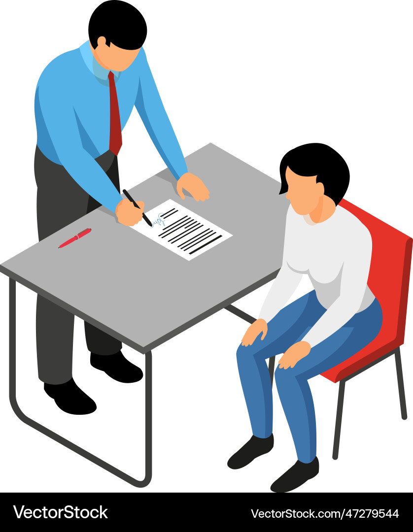 Notary work signature composition Royalty Free Vector Image