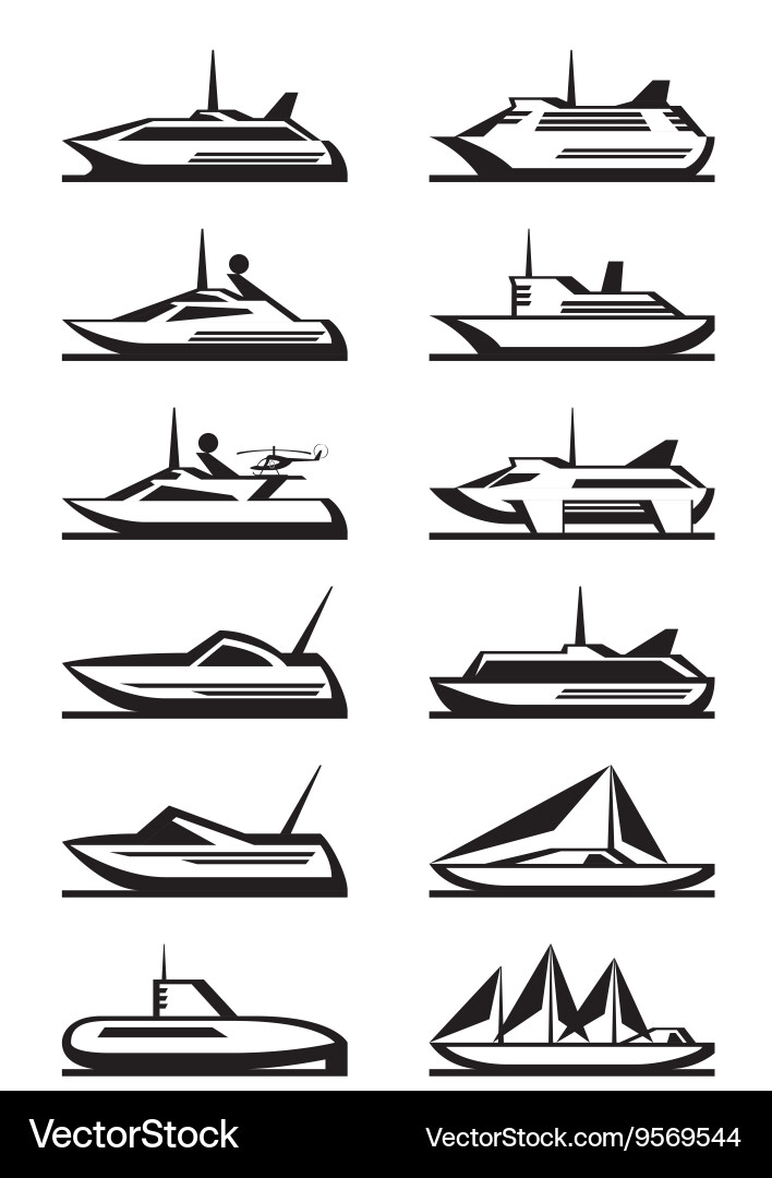 Passenger ships and yachts Royalty Free Vector Image