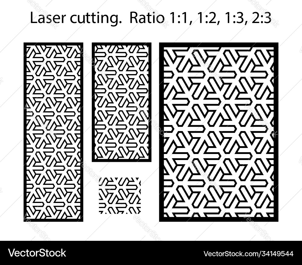 Plasma cutting pattern cnc geometric template set Vector Image