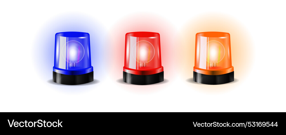 Police flasher sirens set isolated on transparent Vector Image