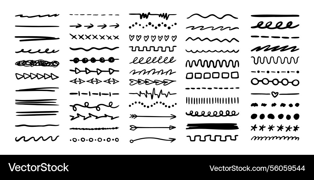 Various highlighter and underline lines set Vector Image