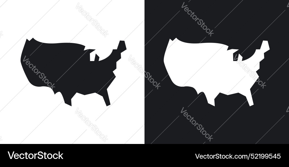 America map icon set in solid style Royalty Free Vector