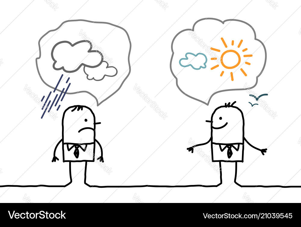 Cartoon businessmen - optimistic and pessimistic Vector Image