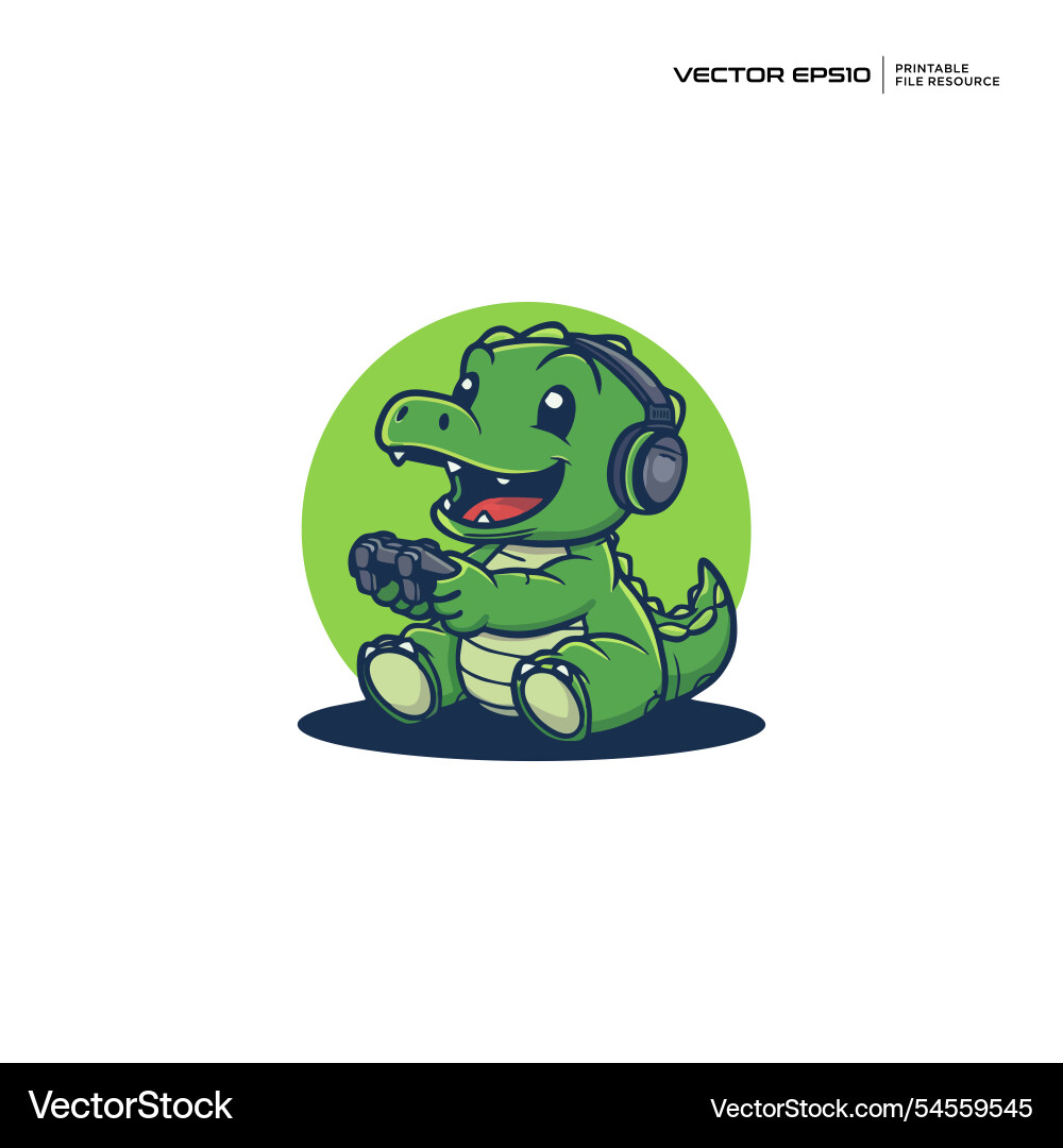 Cute crocodile playing games character mascot Vector Image
