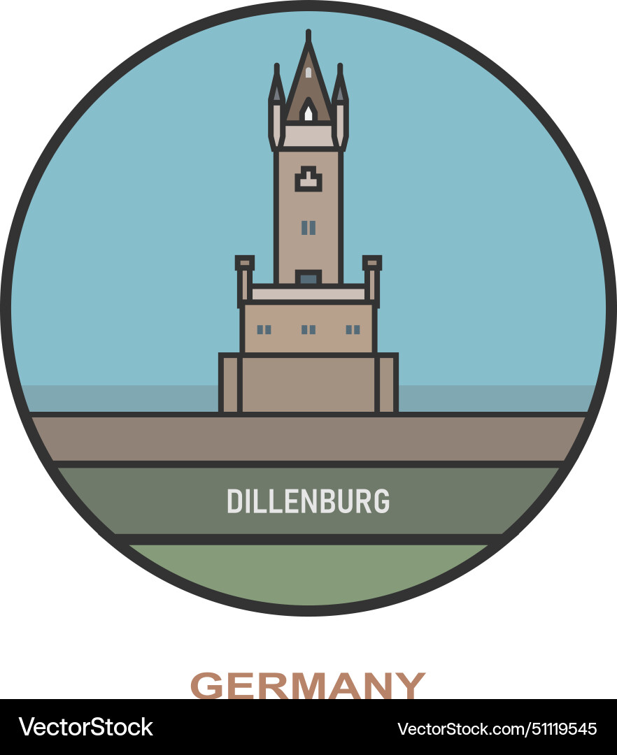 Dillenburg cities and towns in germany Royalty Free Vector