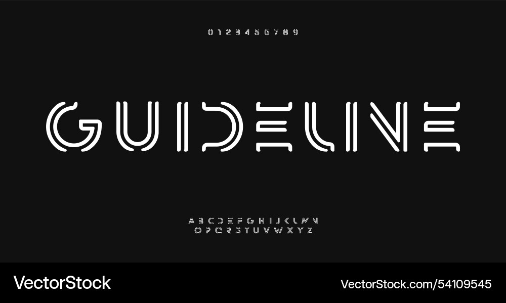Double line alphabet rounded minimalist letters Vector Image